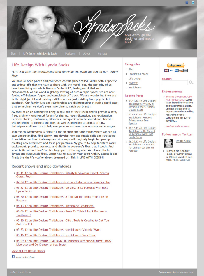 Lynda Sacks’ Website and Business Identity by Natasha Chernavska at Coroflot.com