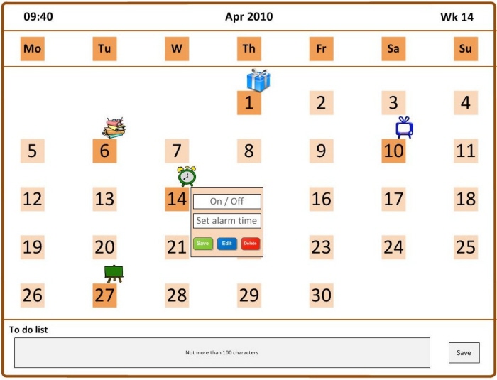 Interactive digital calender for kids by Tanushree Sinha at Coroflot.com