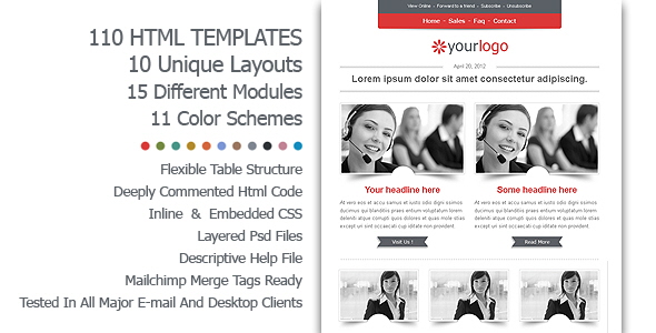 Business Emailer 110 Ready To Use HTML Email Templates by Bedros ...