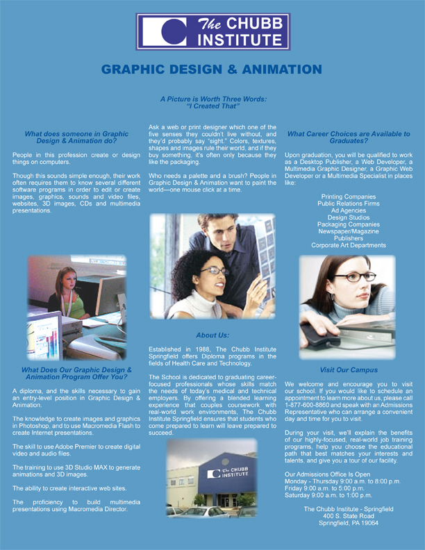 Print Ad for The Chubb Institute by Ken Stock at Coroflot.com