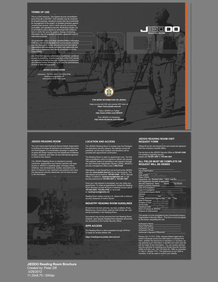 An upload by Peter Ziff on Coroflot: to the project JIEDDO Marketing ...