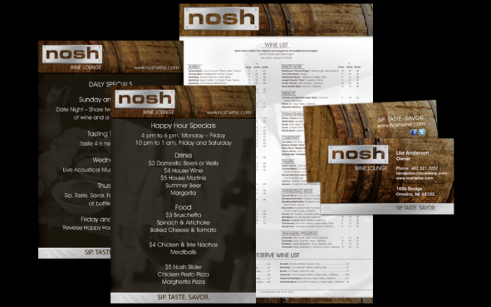 Nosh Wine Lounge Branding by David Garcia at Coroflot.com