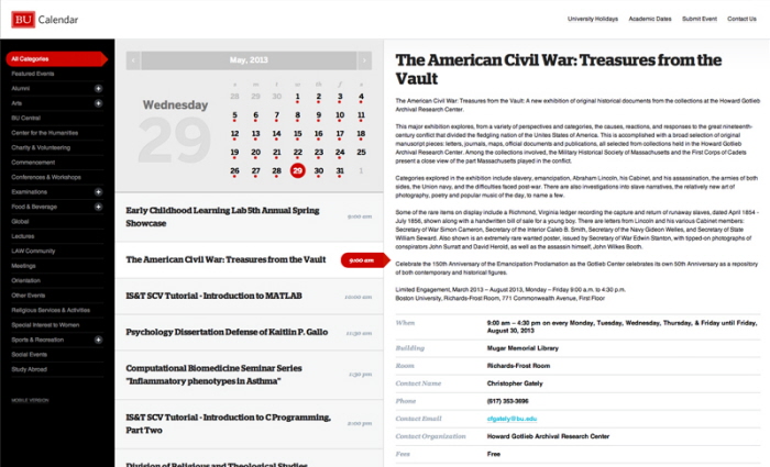 BU Calendar App by Jon Brousseau at Coroflot.com