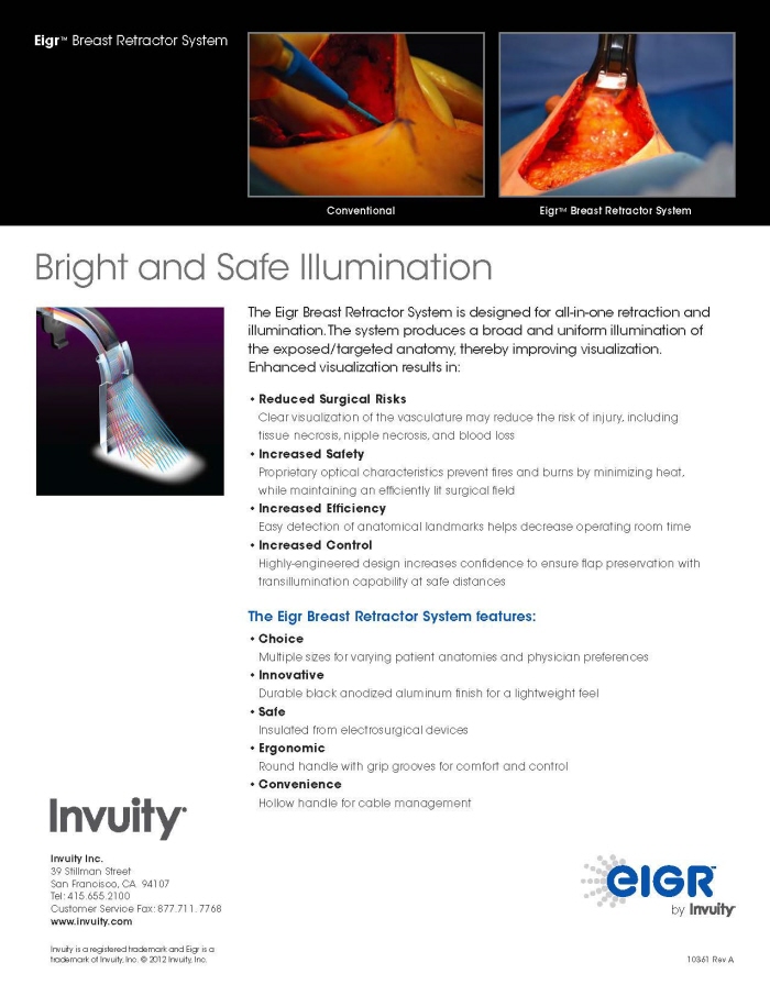 Invuity Data Sheet for Breast Surgery by Ronda Prothro at Coroflot.com