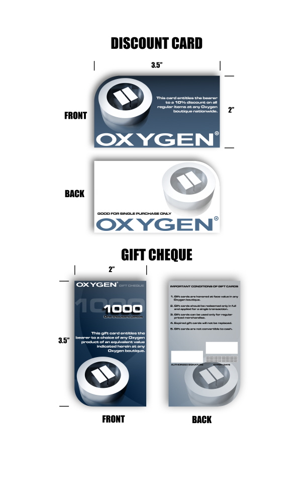 OXYGEN Gift Cheque and Discount Cards by Ram Trance at Coroflot.com