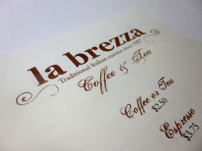 La Brezza Drinks and Deserts Menu by Sam Hughes-Martin at Coroflot.com