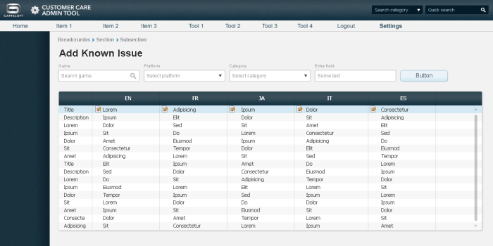 Gameloft Internal Tools UI Kits by Carlo Roderos at Coroflot.com