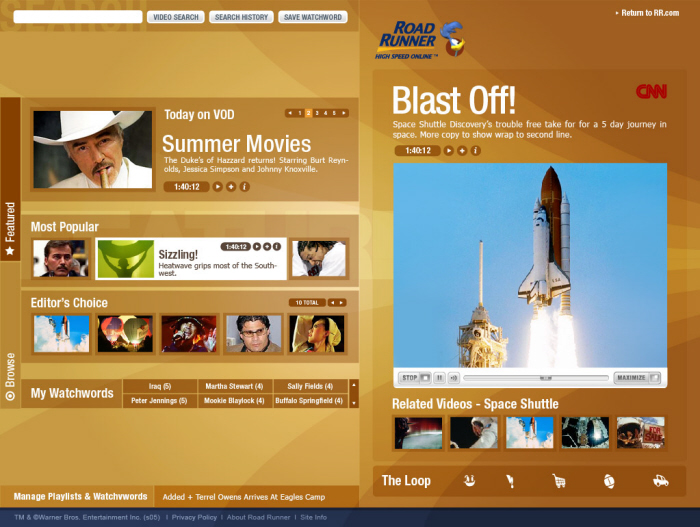 Time Warner Road Runner Video Portal by Hank Blumenthal at Coroflot.com