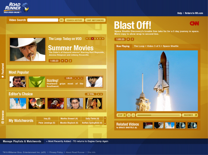 Time Warner Road Runner Video Portal by Hank Blumenthal at Coroflot.com