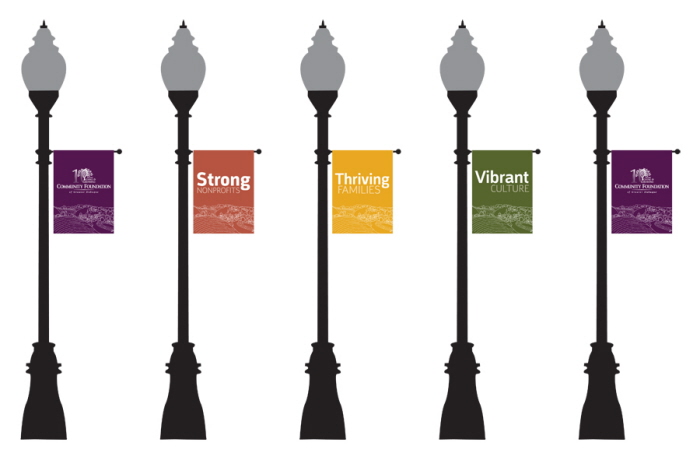 Community Foundation light pole banners by Alyssa Breitbach at Coroflot.com