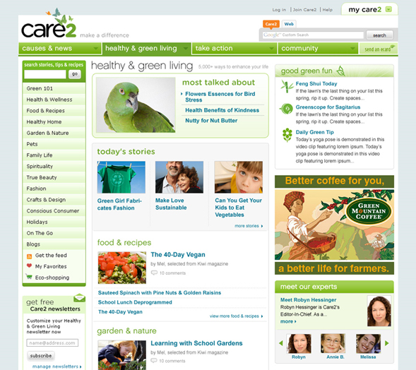 Care2.com Community Site Redesign by Laurie Peterson at Coroflot.com