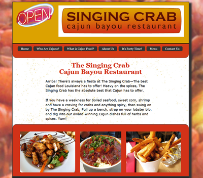 Singing Crab Website by Gina Avila at Coroflot.com