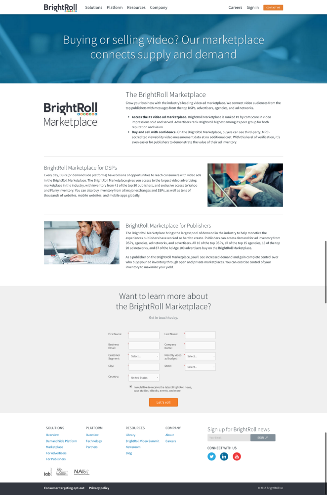 BrightRoll.com Website Update Q2 2015 by Micha Hershman at Coroflot.com
