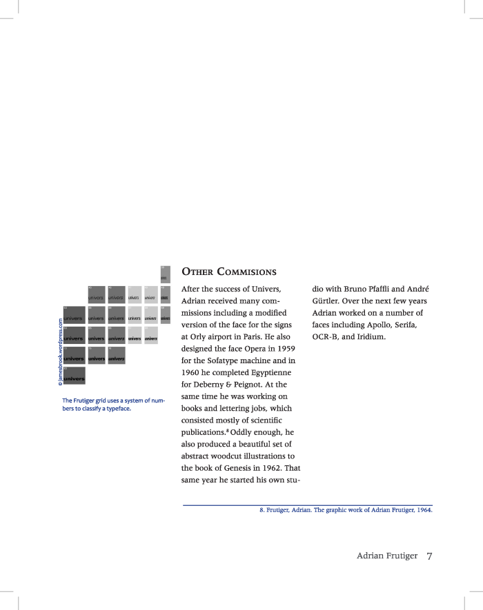 Adrian Frutiger Book Design by Yah-Lahne Thompson at Coroflot.com