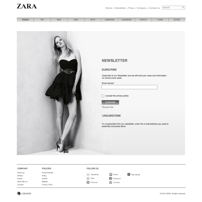 Zara website design by hibah osman at Coroflot.com