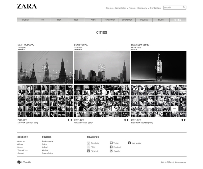 Zara website design by hibah osman at Coroflot.com