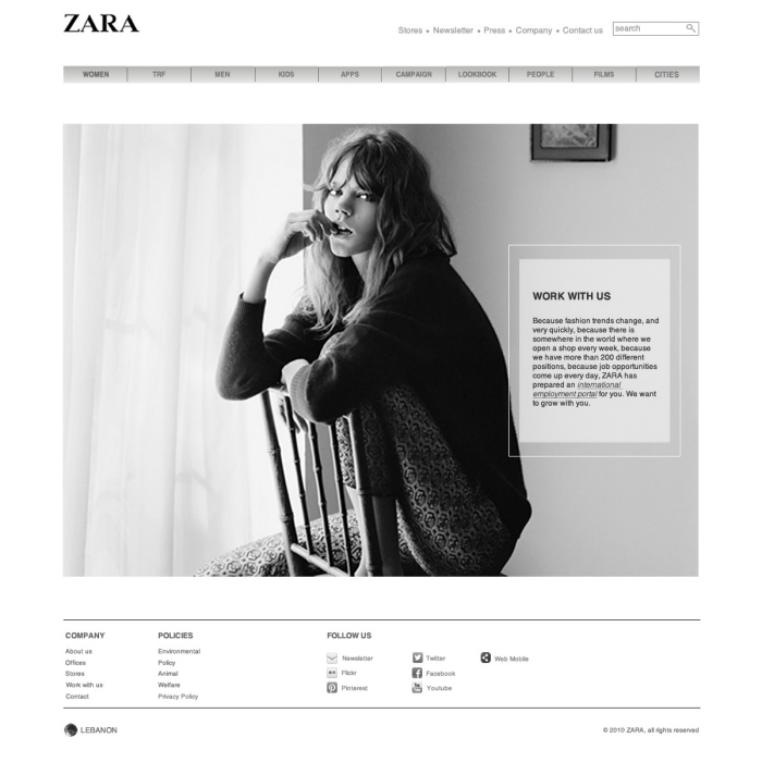 Zara website design by hibah osman at Coroflot.com