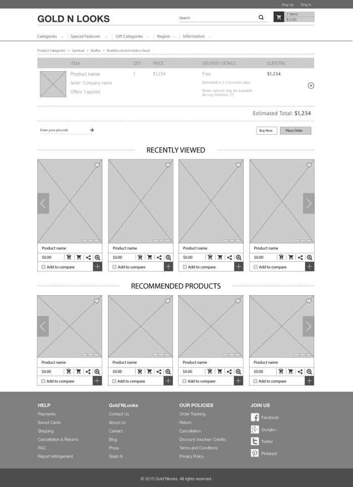 Jewellery - Wireframe & Visual design (Gold N Looks) by sirishbabu tg ...