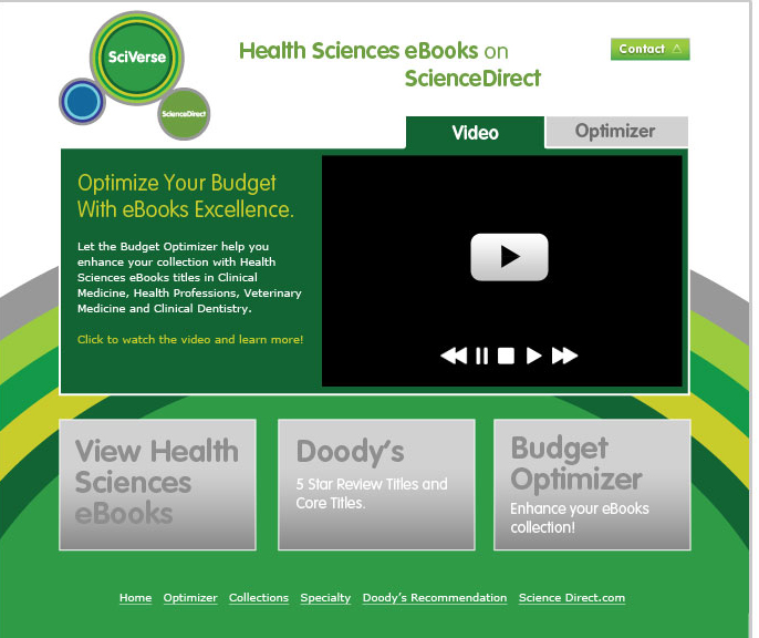 An upload by Scott Iverson on Coroflot: to the project ScienceDirect eBooks Optimizer Site