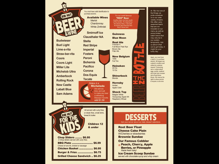 Rib Hut Menu by Gabriel Escandon at Coroflot.com