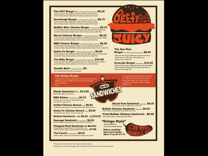 Rib Hut Menu by Gabriel Escandon at Coroflot.com