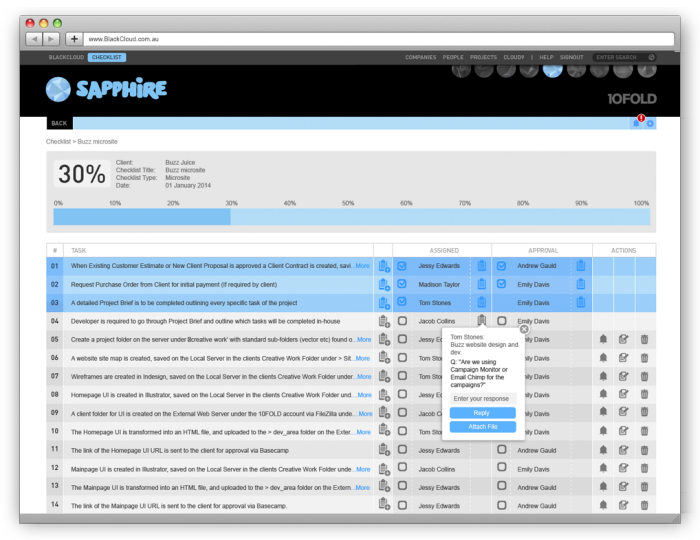 SAPPHIRE Checklist User Interface by BlackCloud Software at Coroflot.com
