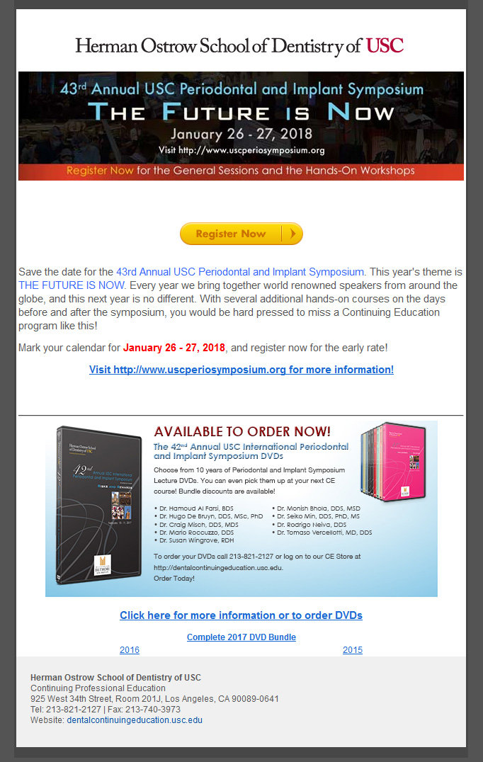 USC Email Campaign - Various Courses by Jeames Dunne at Coroflot.com