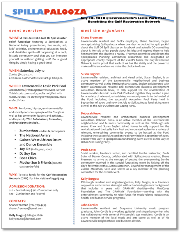 Spillapalooza Event One-Sheet by kelly burgos harper at Coroflot.com