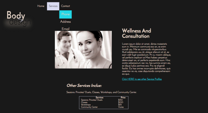 Body By Design Webpage Design by Lori L at Coroflot.com