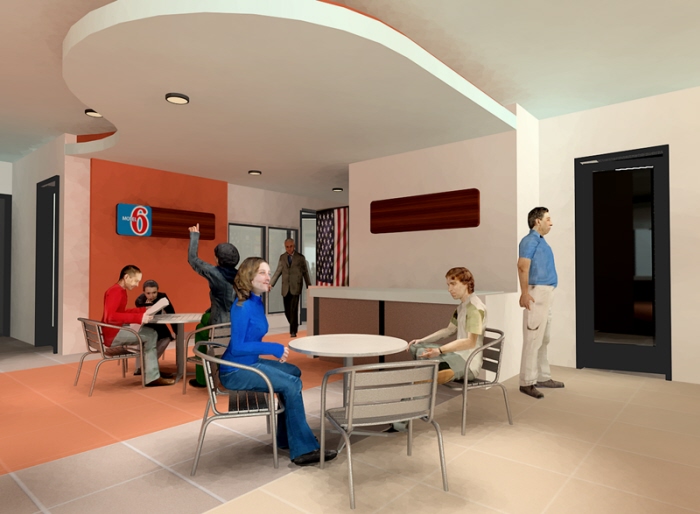 Motel 6 Lobby and Snack area Concept by William Webb ARCHITECT - AIA ...