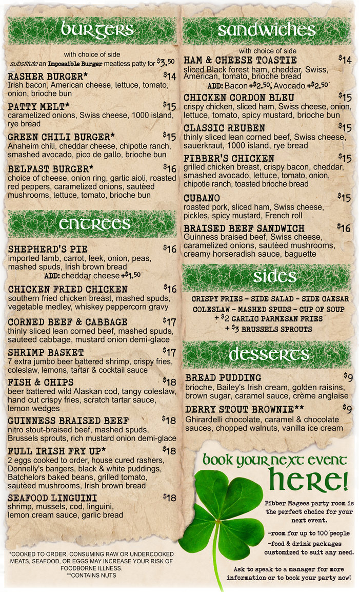 Irish Pub Food Menu Design by Grant Gordon at Coroflot.com