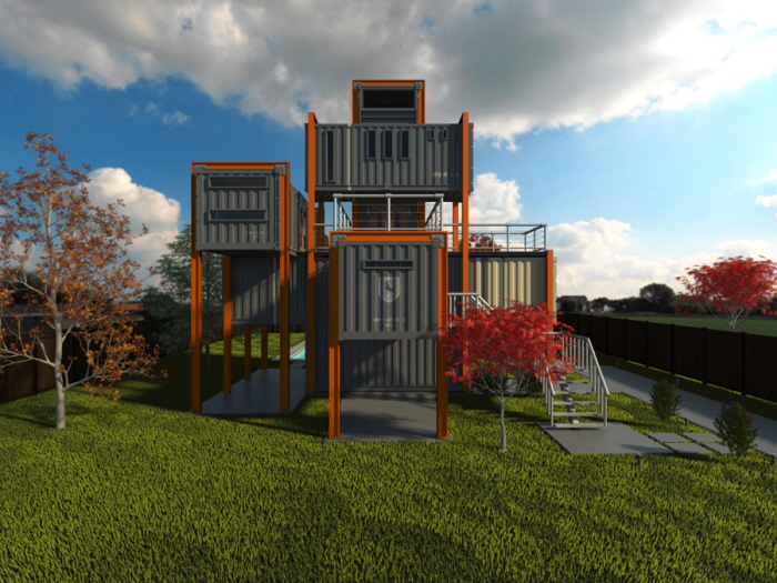 Multi-Level Shipping Container Home by Eric Hal Hackendale at Coroflot.com