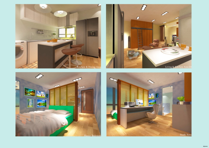 800 sq Feet Apartment Design by jae wen at Coroflot.com