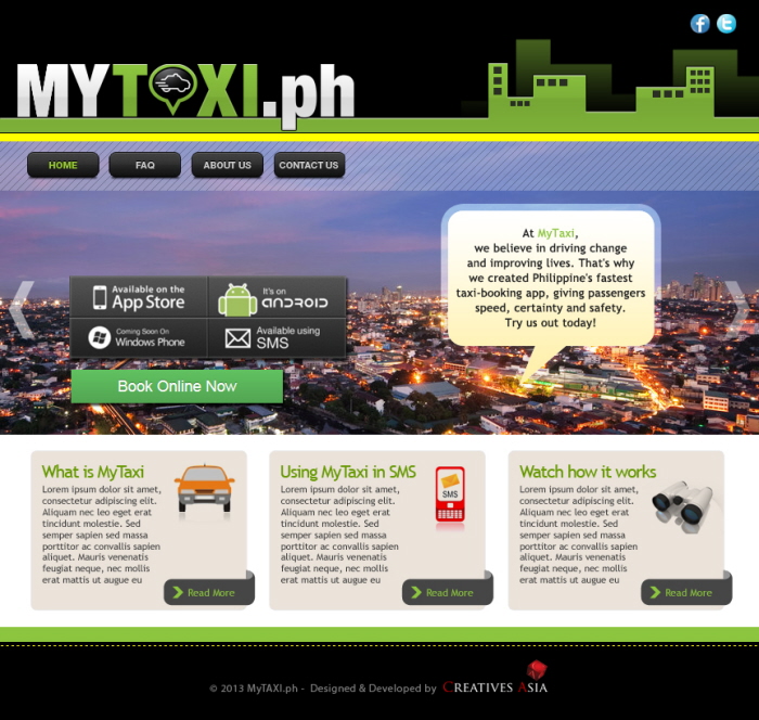 My Taxi Website Design by Fatima Kaye Ballesteros at Coroflot.com