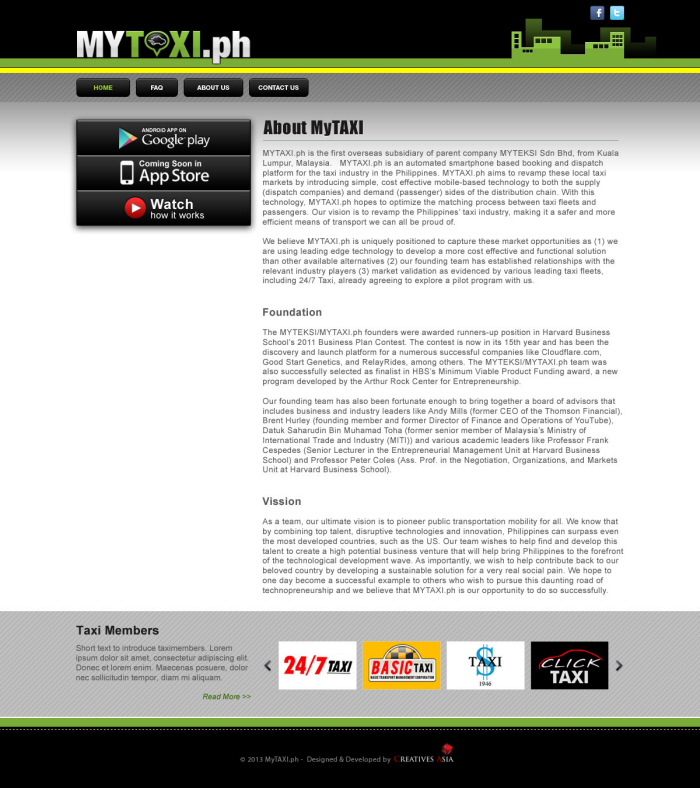 My Taxi Website Design by Fatima Kaye Ballesteros at Coroflot.com