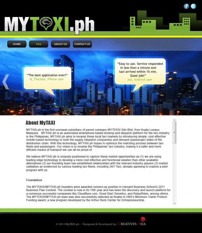My Taxi Website Design by Fatima Kaye Ballesteros at Coroflot.com