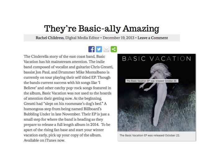 Basic Vacation Album Review by Rachel Ashley Childress at Coroflot.com
