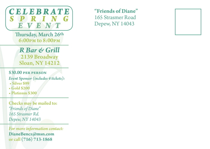 Celebrate Spring Event postcard design by Melanie C. Beitel at Coroflot.com