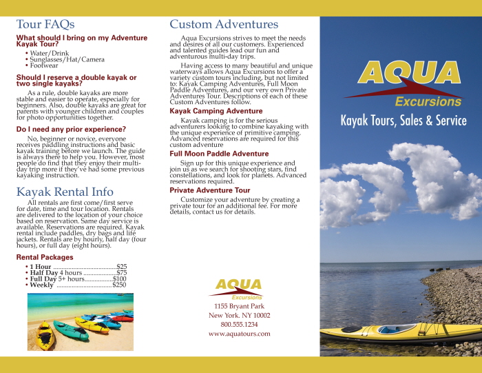 Kayak Tours Tri-Fold Brochure by Kassandra Bonilla at Coroflot.com