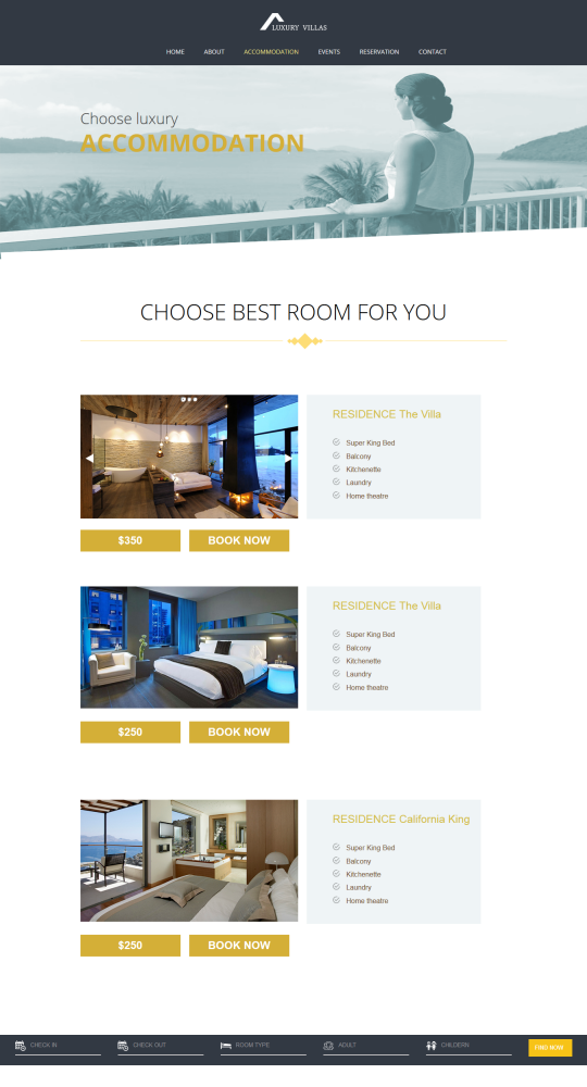 Travel / Accommodation website template by Petar P at Coroflot.com