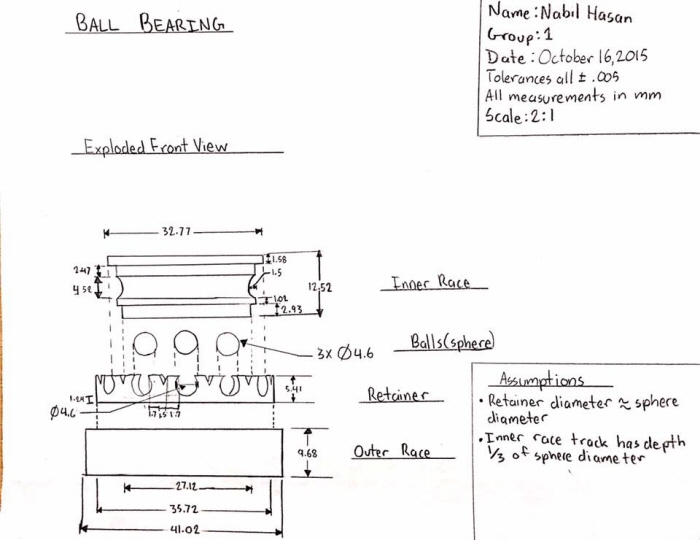 Hand Drafting - Ball Bearing Dissection by Nabil Hasan at Coroflot.com