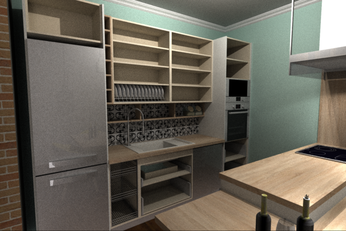 2 designing arrangements of the same kitchen space by Maria Lagou at ...