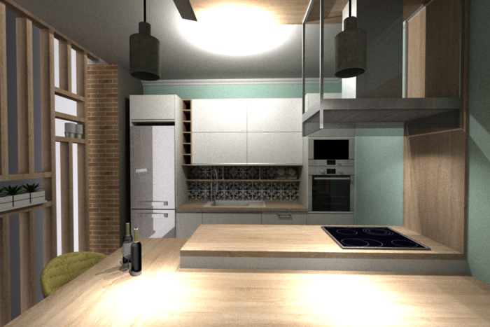 2 designing arrangements of the same kitchen space by Maria Lagou at ...