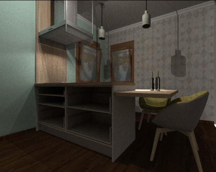 2 designing arrangements of the same kitchen space by Maria Lagou at ...