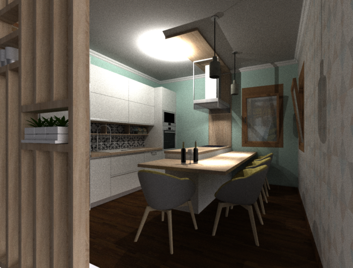 2 designing arrangements of the same kitchen space by Maria Lagou at ...