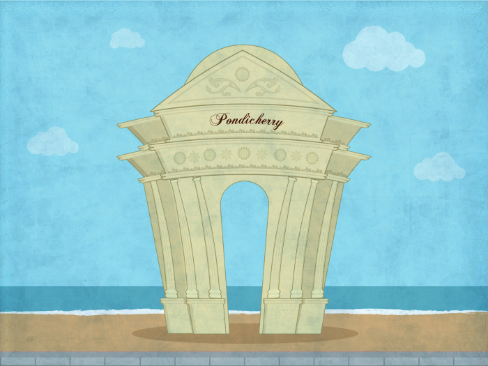 Pondicherry cartoon illustration by Eshwar Raman at Coroflot.com