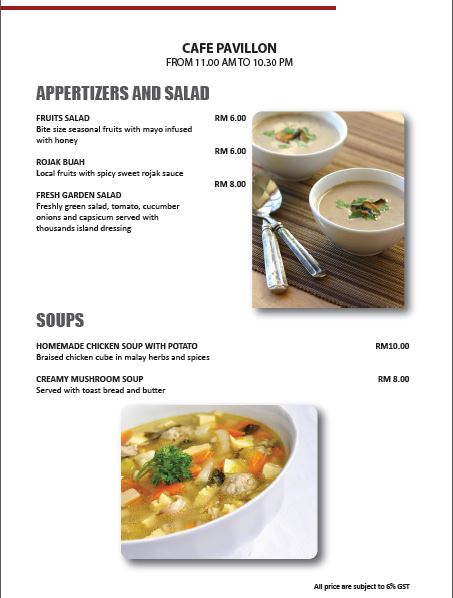 Cafe Pavillion Menu by Sharmila Vhani Naidu at Coroflot.com