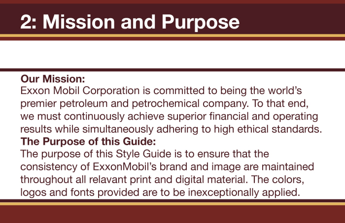 Exxon Mobil Style Guide by Mitchell Wyss at Coroflot.com