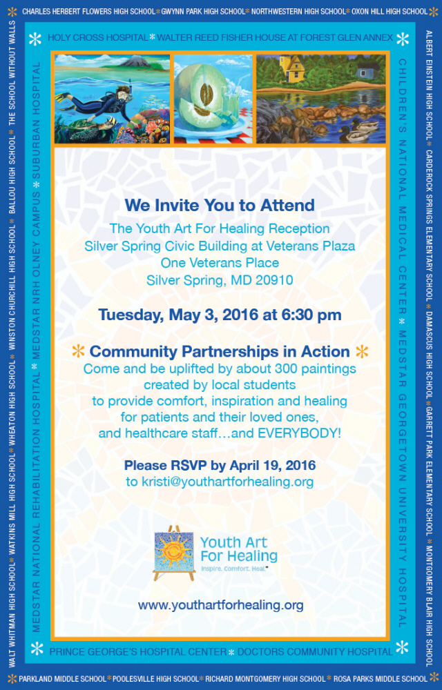 Youth Art for Healing Reception Invitation by Sue Wheeler at Coroflot.com
