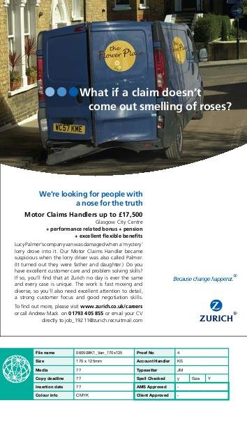 Recruitment ad: Zurich (Press ads) by Tom Kochavi at Coroflot.com